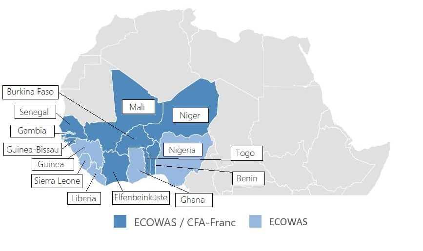 CFA_ECOWAS_ECO_Karte - Makronom